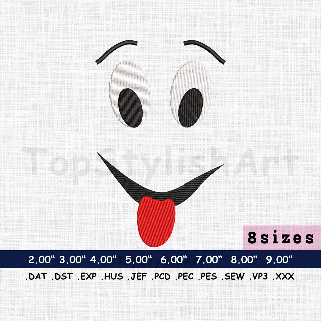 Funny Face Embroidery Design, Silly Face Embroidery Pattern, Cartoon ...