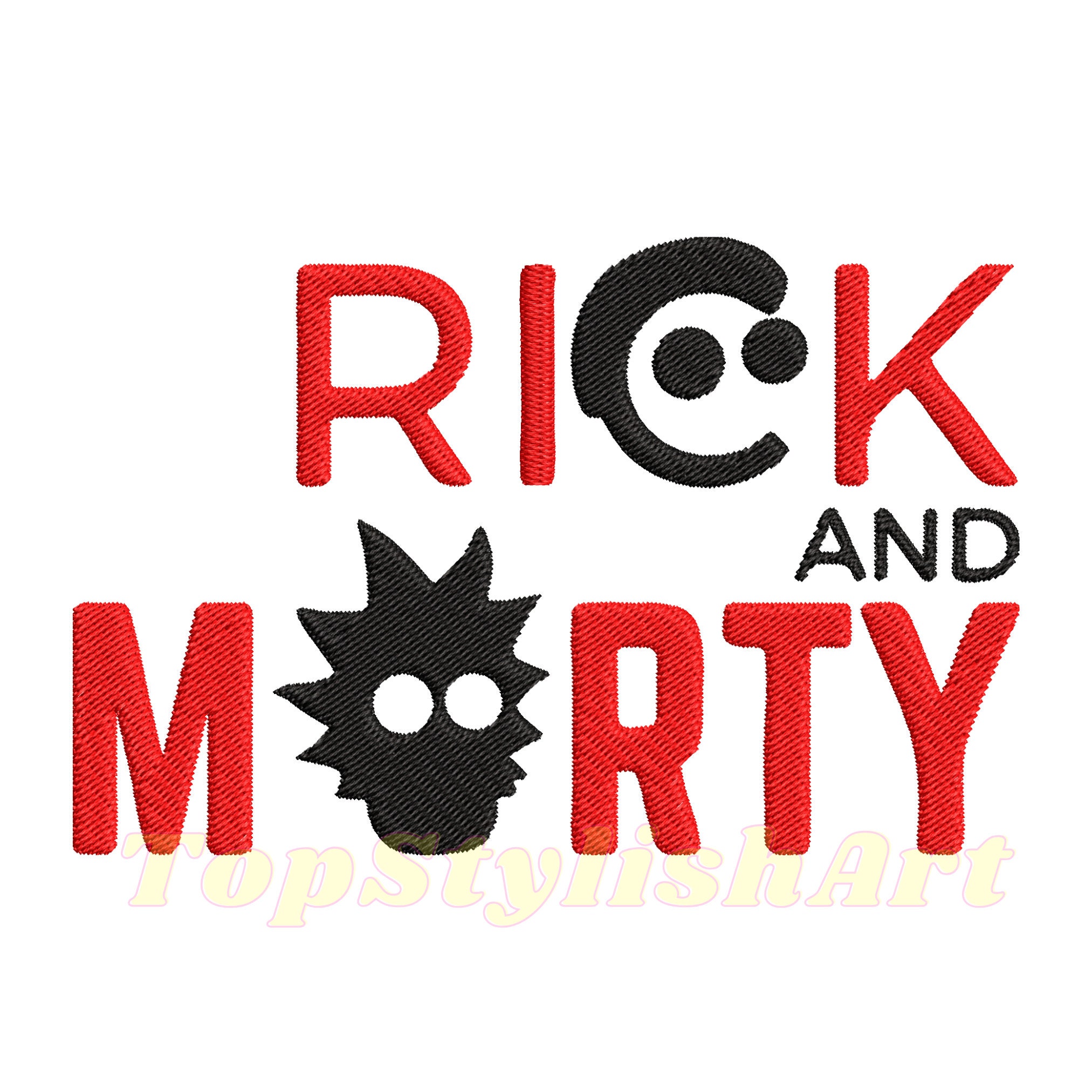 Rick and Morty TEXT Icon Embroidery Design File Anime Digitizing ...