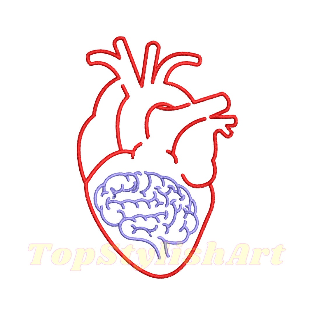 Heart & Brain Embroidery Design File | Complex Intelligence Digitized ...