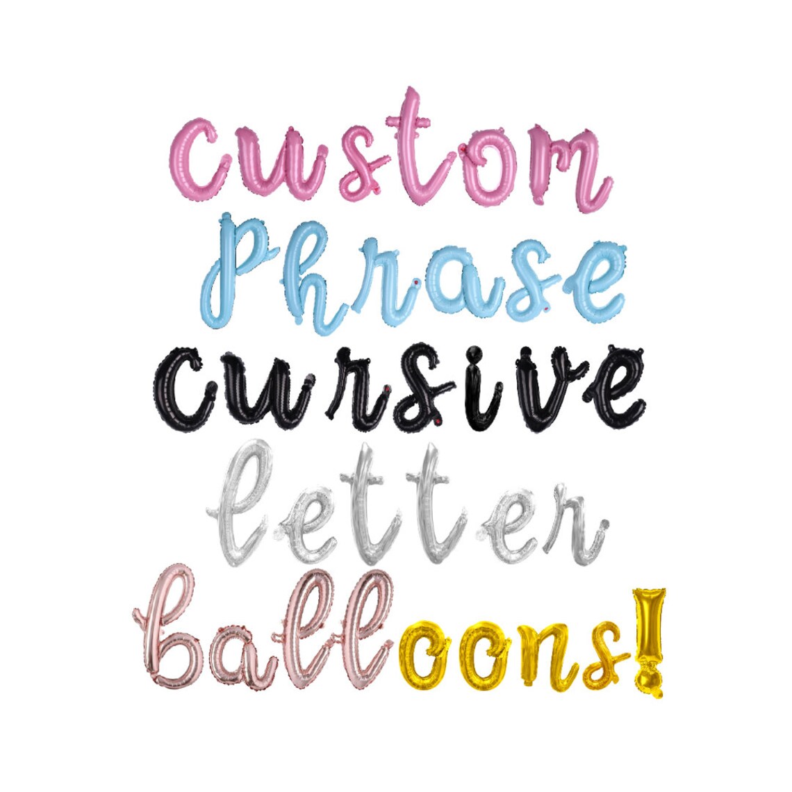 Custom Cursive Script Letter Balloons 16 Inch Foil Balloon Letters ...