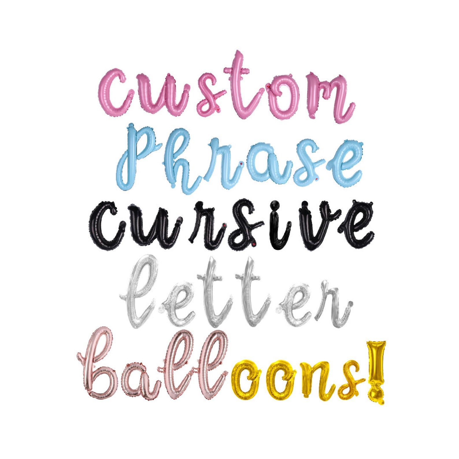 Custom Cursive Script Letter Balloons 16 Inch Foil Balloon Letters ...