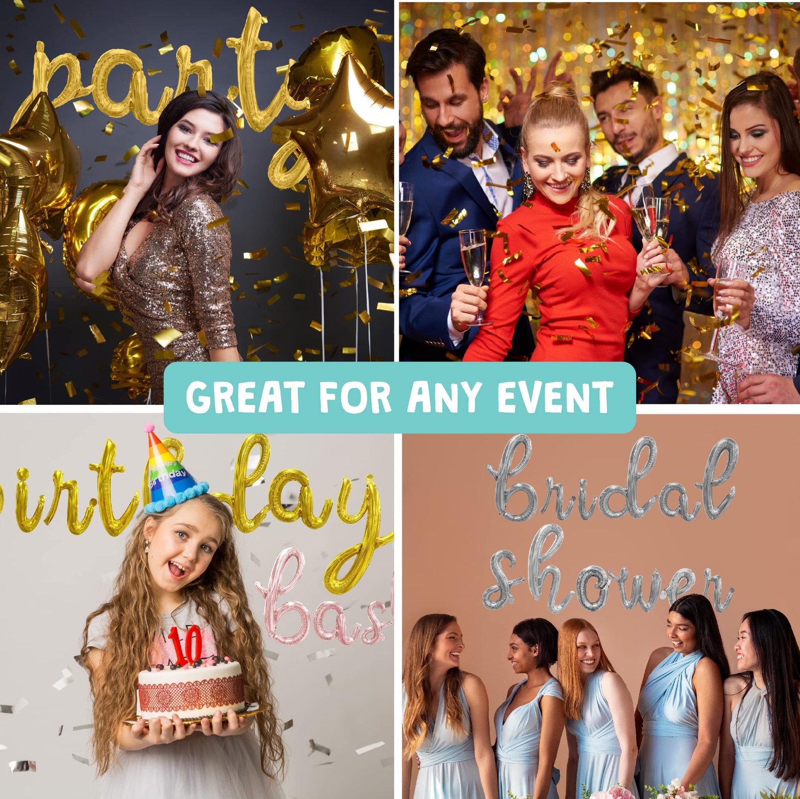 Custom Cursive Script Letter Balloons 16 Inch Foil Balloon Letters ...