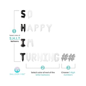 So Happy IM Turning ## Letter Balloons Birthday Banner - 16” Balloon ...