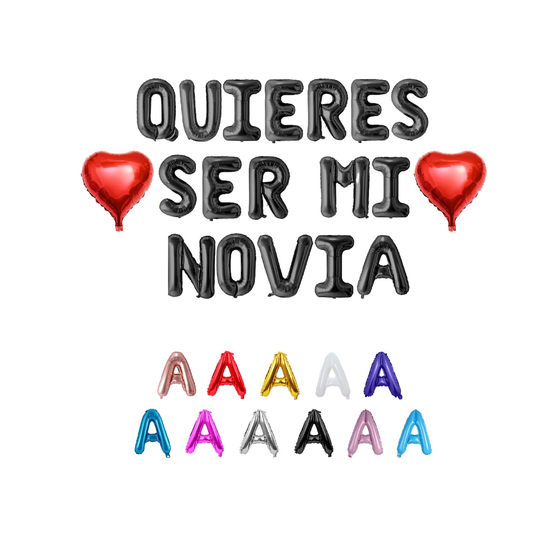 Quieres Ser Mi Novia Balloons Banner With Two 18" Heart Balloons ...