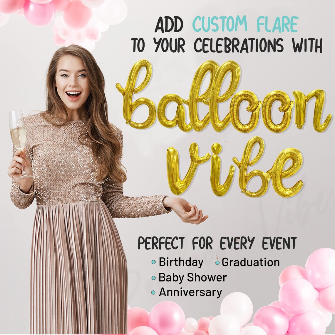 Custom Cursive Script Letter Balloons 16 Inch Foil Balloon Letters ...