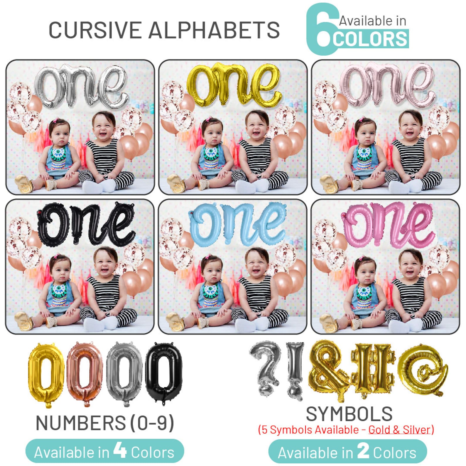 Custom Cursive Script Letter Balloons 16 Inch Foil Balloon Letters ...