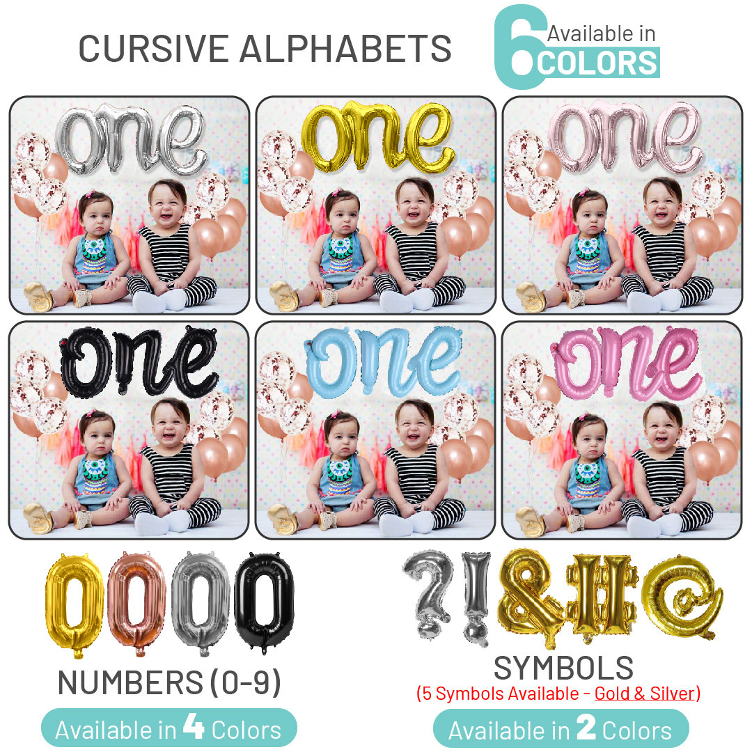 Custom Cursive Script Letter Balloons 16 Inch Foil Balloon Letters ...