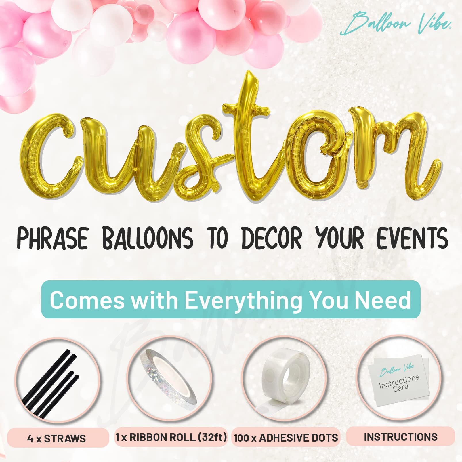 Custom Cursive Script Letter Balloons 16 Inch Foil Balloon Letters ...