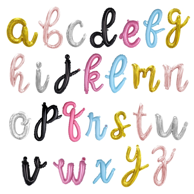 Custom Cursive Script Letter Balloons 16 Inch Foil Balloon Letters ...