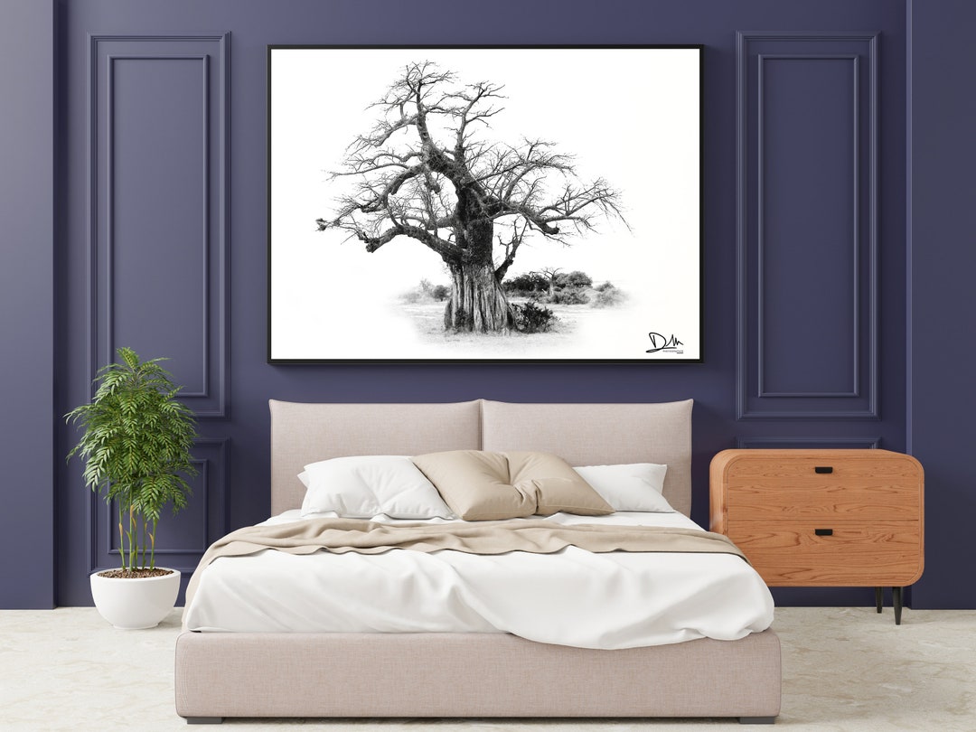 Black and White Baobab, Artwork, Poster, African Tree, African Poster ...