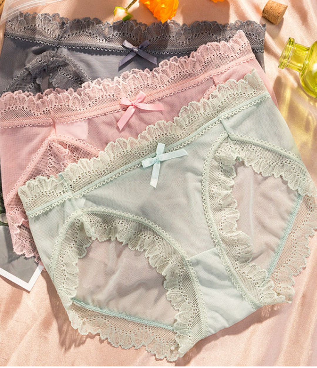 ANY 3 PACK Sheer Pastel Lace Mid Waist Sexy Elastic Undies - Etsy