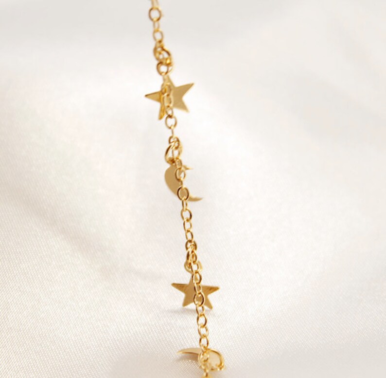 Crescent Moon & Star Bracelet, Half Moon Bracelet, Celestial Jewellery, Crescent Moon Bracelet ...