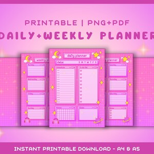 Daily Weekly Planner,editable on Canva,moon Stars,hourly Printable ...