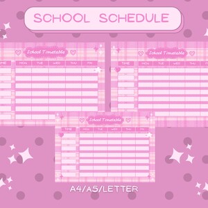 Cute School Schedule Timetable,printable in A4/a5/letter Size - Etsy