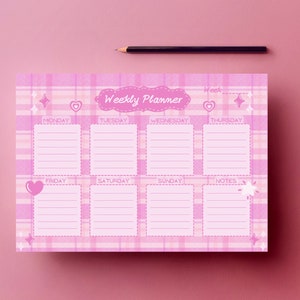 Cute Hourly Weekly Schedule, Weekly Planner Printable, Week at a Glance ...