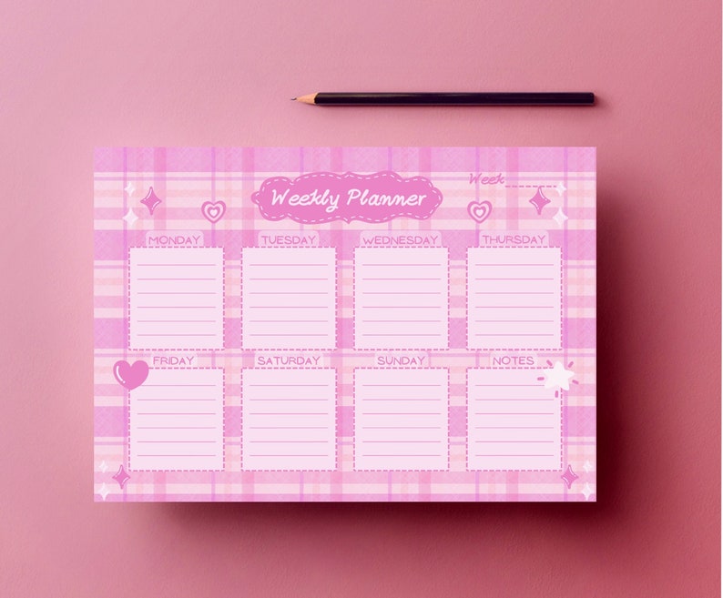Cute Hourly Weekly Schedule, Weekly Planner Printable, Week at a Glance ...