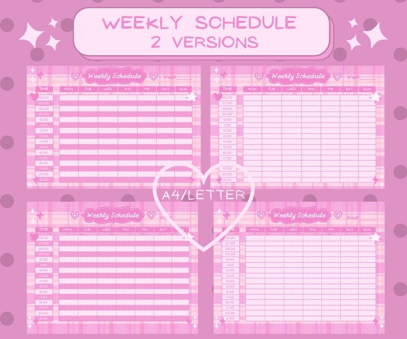 Cute Hourly Weekly Schedule, Weekly Planner Printable, Week at a Glance ...