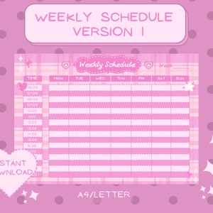 Cute Hourly Weekly Schedule, Weekly Planner Printable, Week at a Glance ...