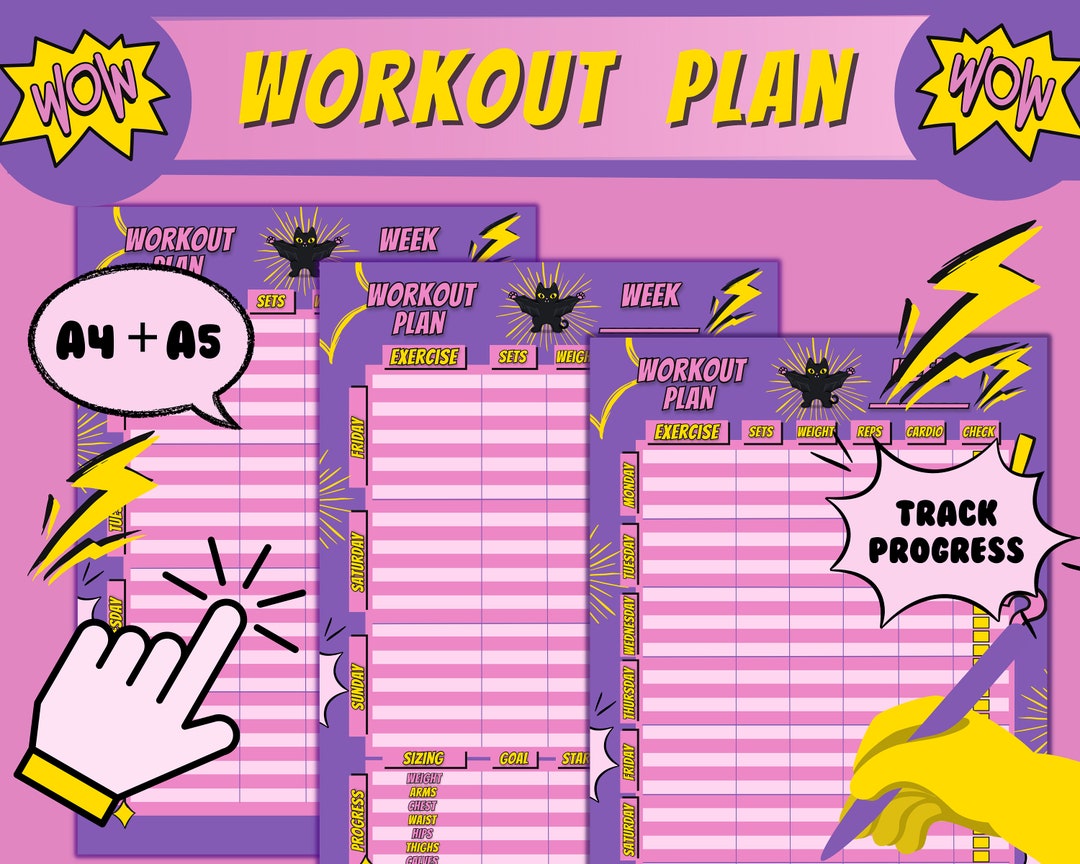 Workout Program Exercise Tracker,fitness Log Template,fitness Goal ...