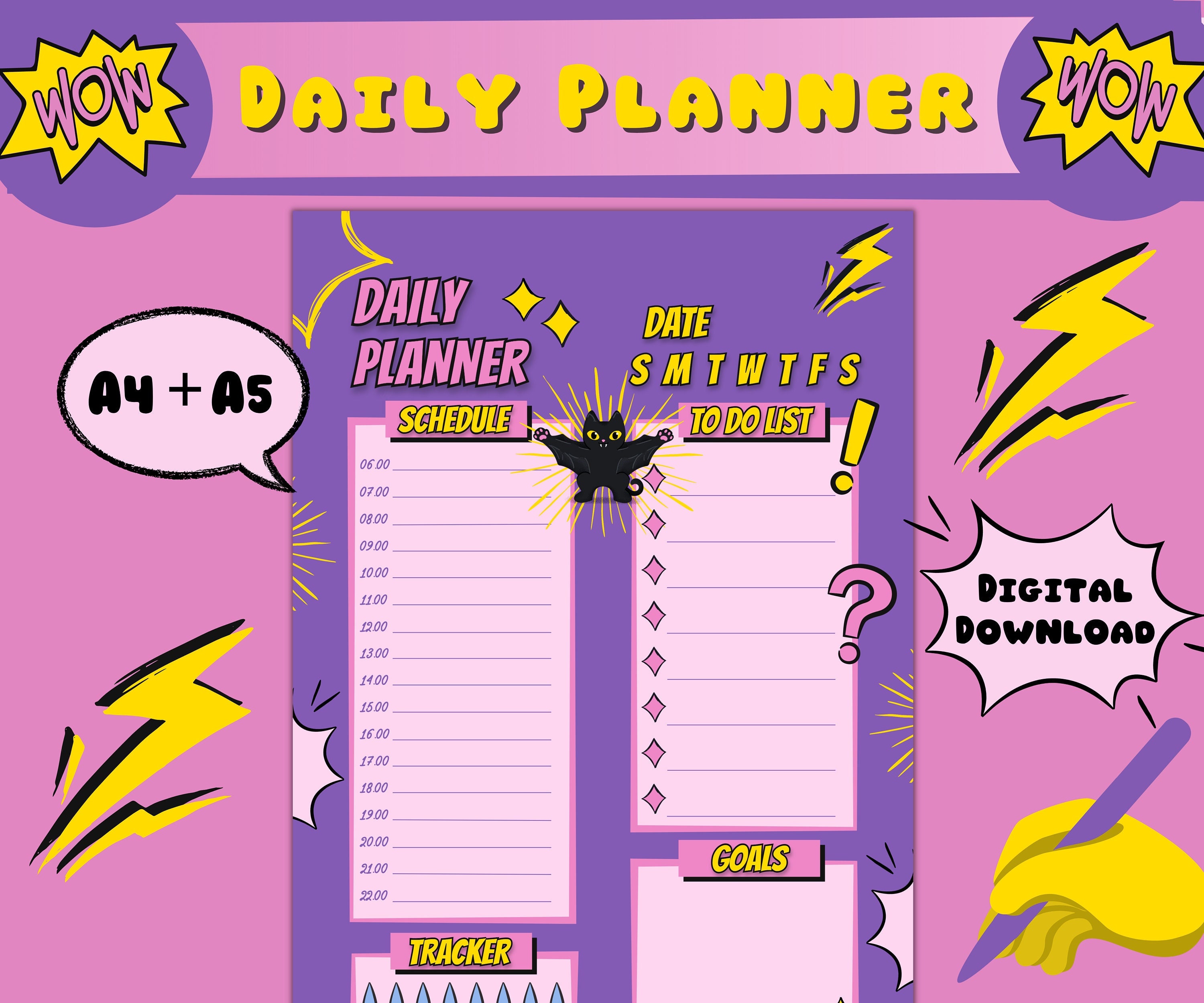 Daily Hourly Printable Planner Cartoon Inspired A4,A5 Size Pages PDF ...