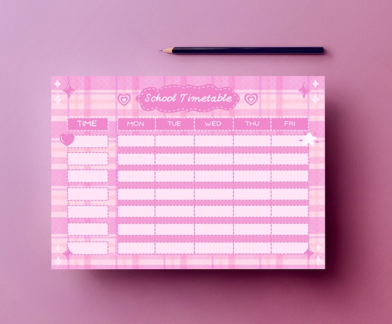 Cute School Schedule Timetable,printable in A4/a5/letter Size - Etsy