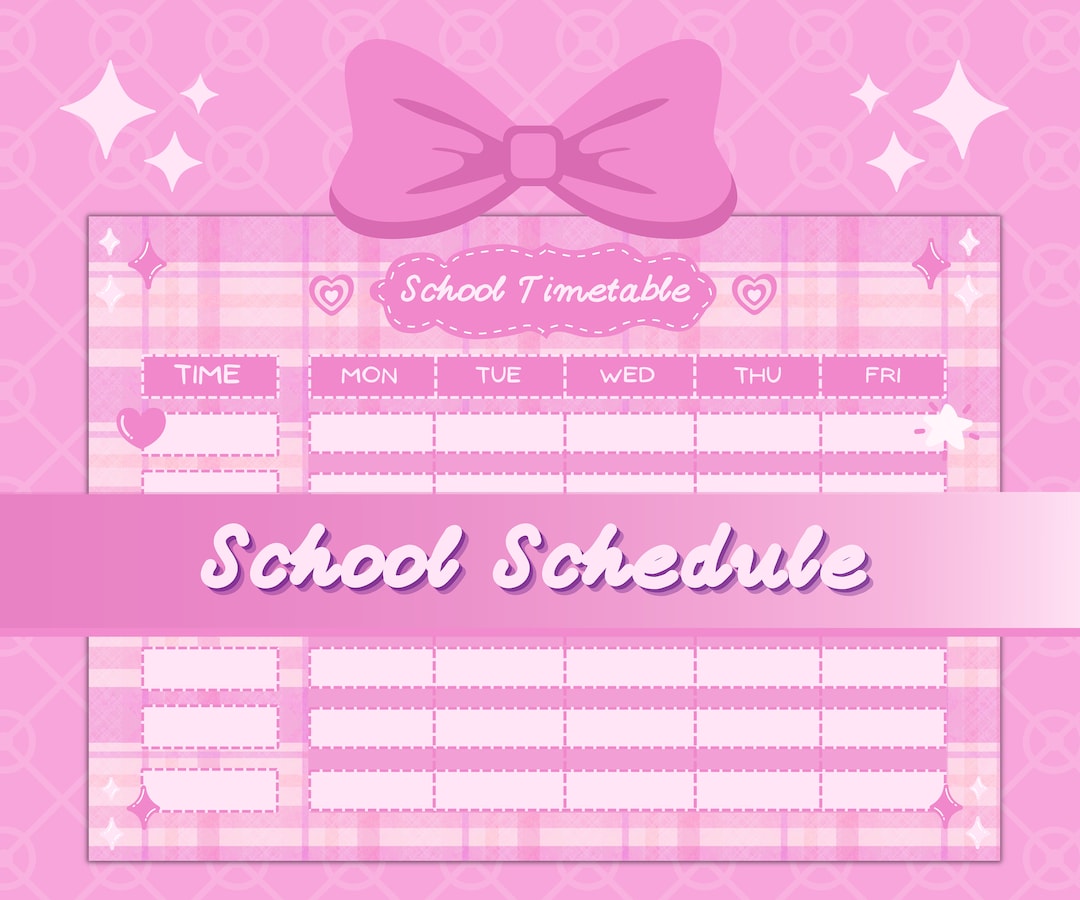 Cute School Schedule Timetable,printable in A4/a5/letter Size - Etsy