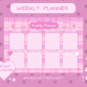 Cute Daily Weekly Hourly Planner Bundle Printable PDF,PNG Schedule,week ...