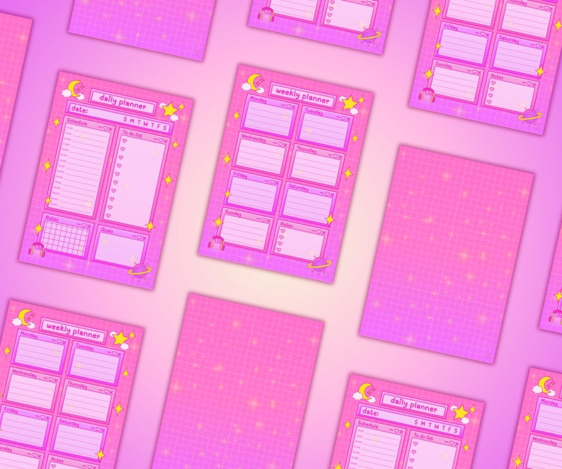 Daily Weekly Planner,editable on Canva,moon Stars,hourly Printable ...