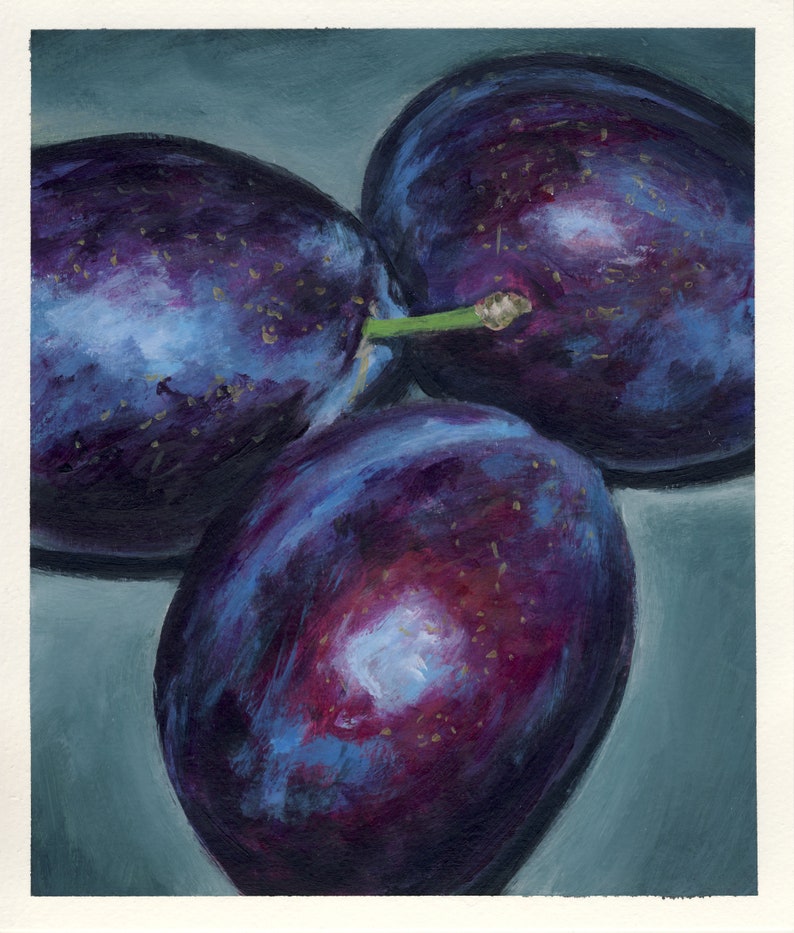 Plums, Original Painting on Cardboard, 17 X 20 Cm, 033-2018 - Etsy