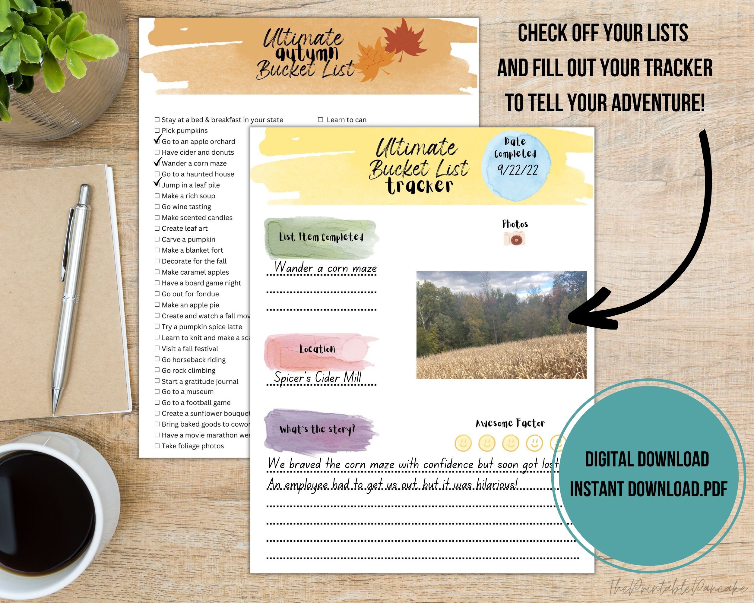 Seasonal Bucket List Bundle With Bucket List Tracker Printable ...