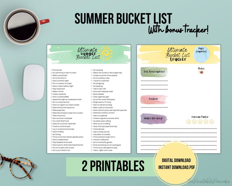 Summer Bucket List With Bucket List Tracker Printable | Digital ...