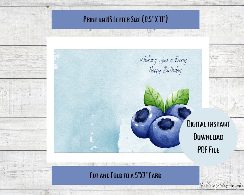 Wishing You a Berry Happy Birthday | Birthday Card | Blueberry Greeting ...