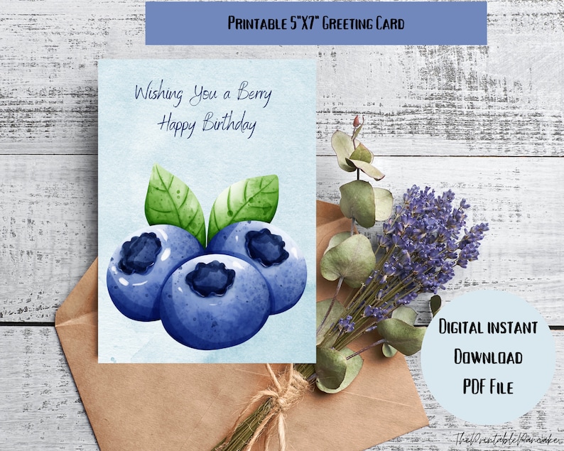 Wishing You a Berry Happy Birthday | Birthday Card | Blueberry Greeting ...