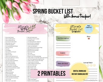 Printable Spring Bucket List - Etsy