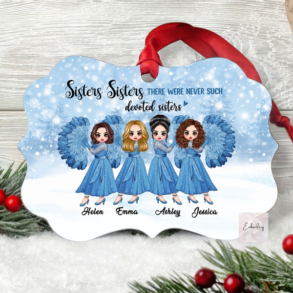 Personalized Sisters White Christmas Ornament - Etsy