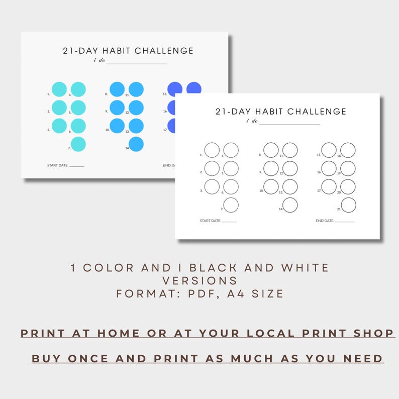 21-day Habit Tracker | Printable PDF | Build Better Habits - Etsy Australia