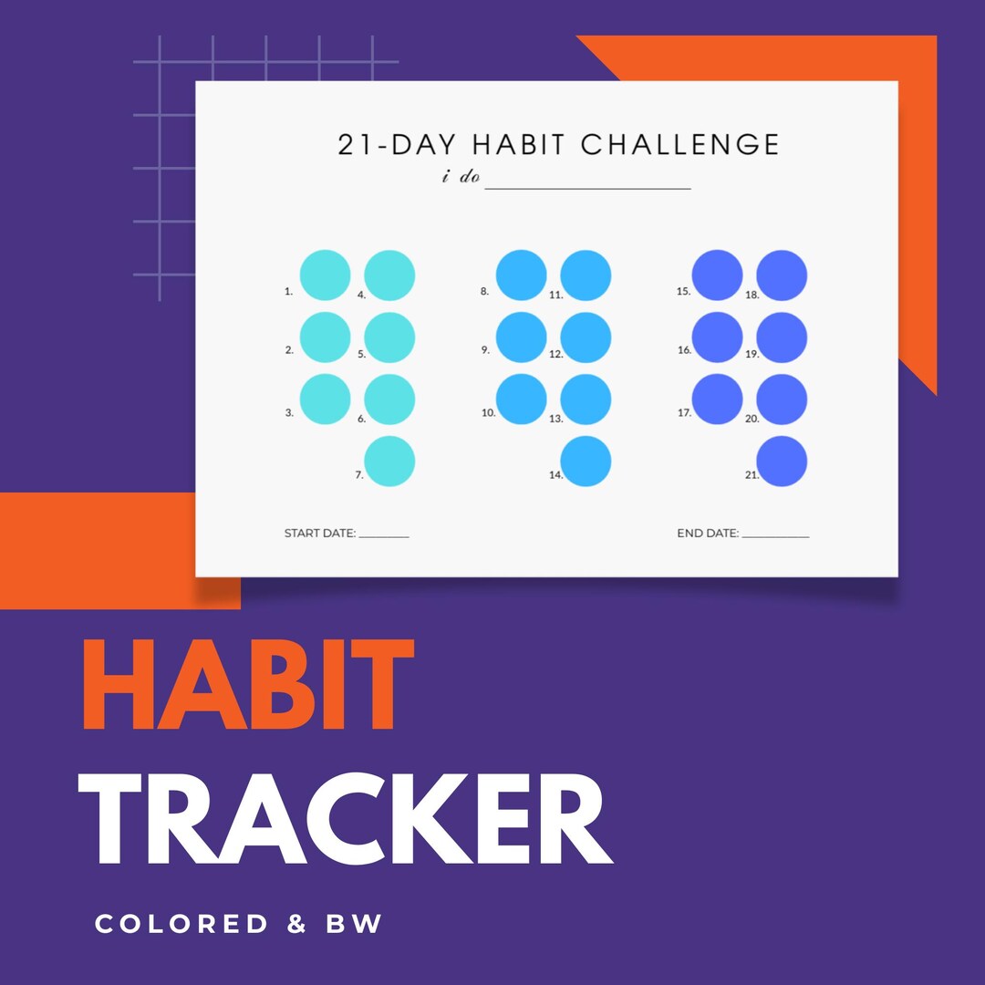 21-day Habit Tracker | Printable PDF | Build Better Habits - Etsy Australia