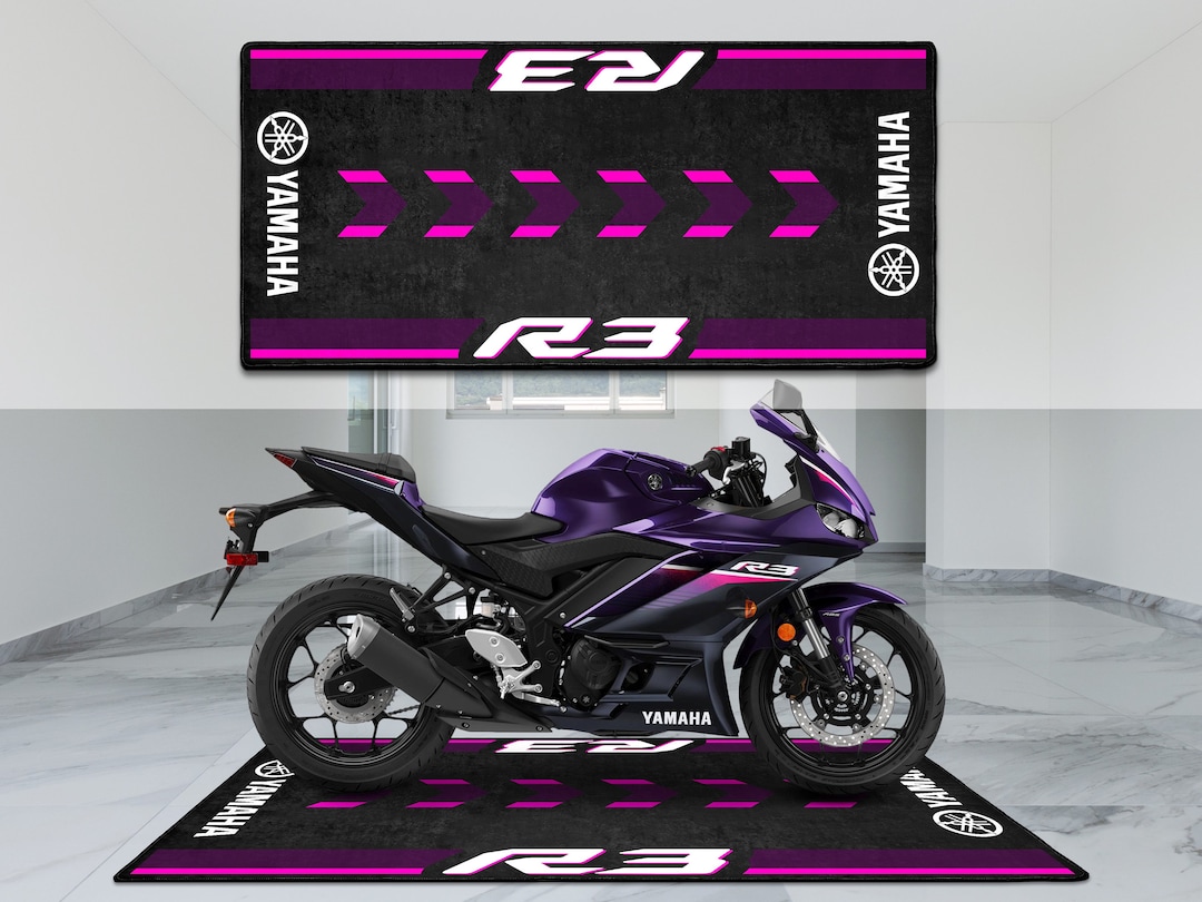 Yamaha R3 Motorcycle Personalized Rug Accesorries Floor Bottom Pit Mat ...