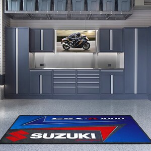 Suzuki Motorsport Personalized Rug Motorcycle Floor Bottom Pit Mat ...