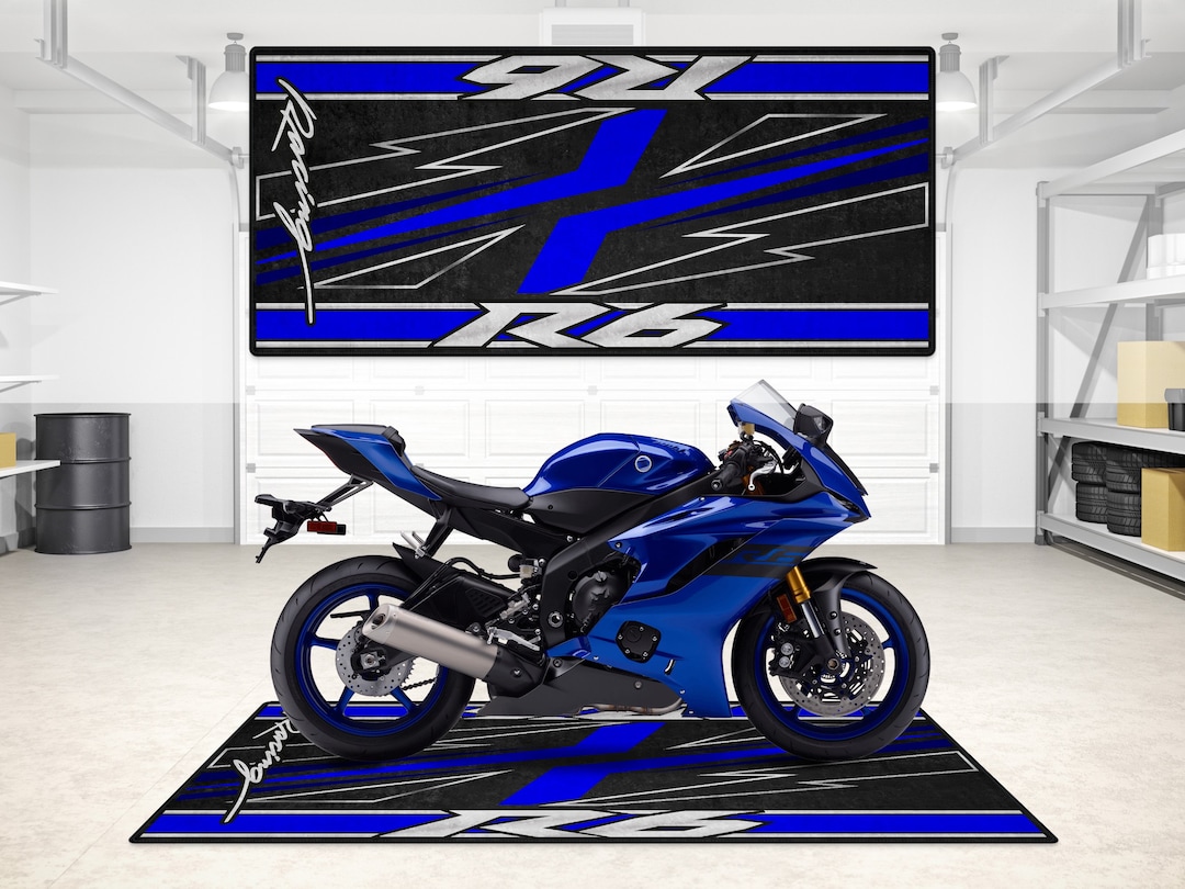 Yamaha R6 Motorcycle Personalized Rug Accesorries Floor Bottom Pit Mat ...