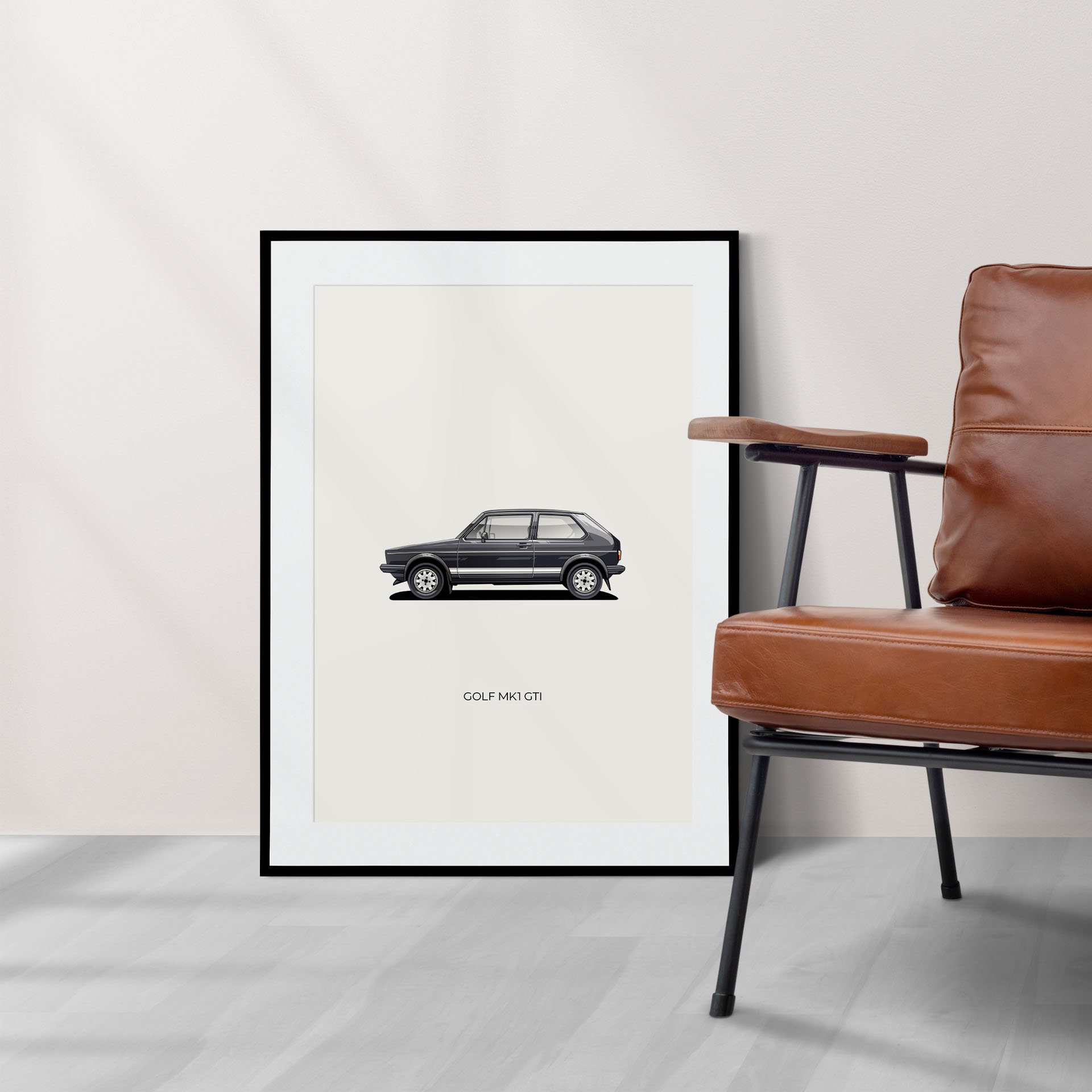 Golf MK1 GTI Vintage Car Poster, Digital Car Art, Minimalist Car ...