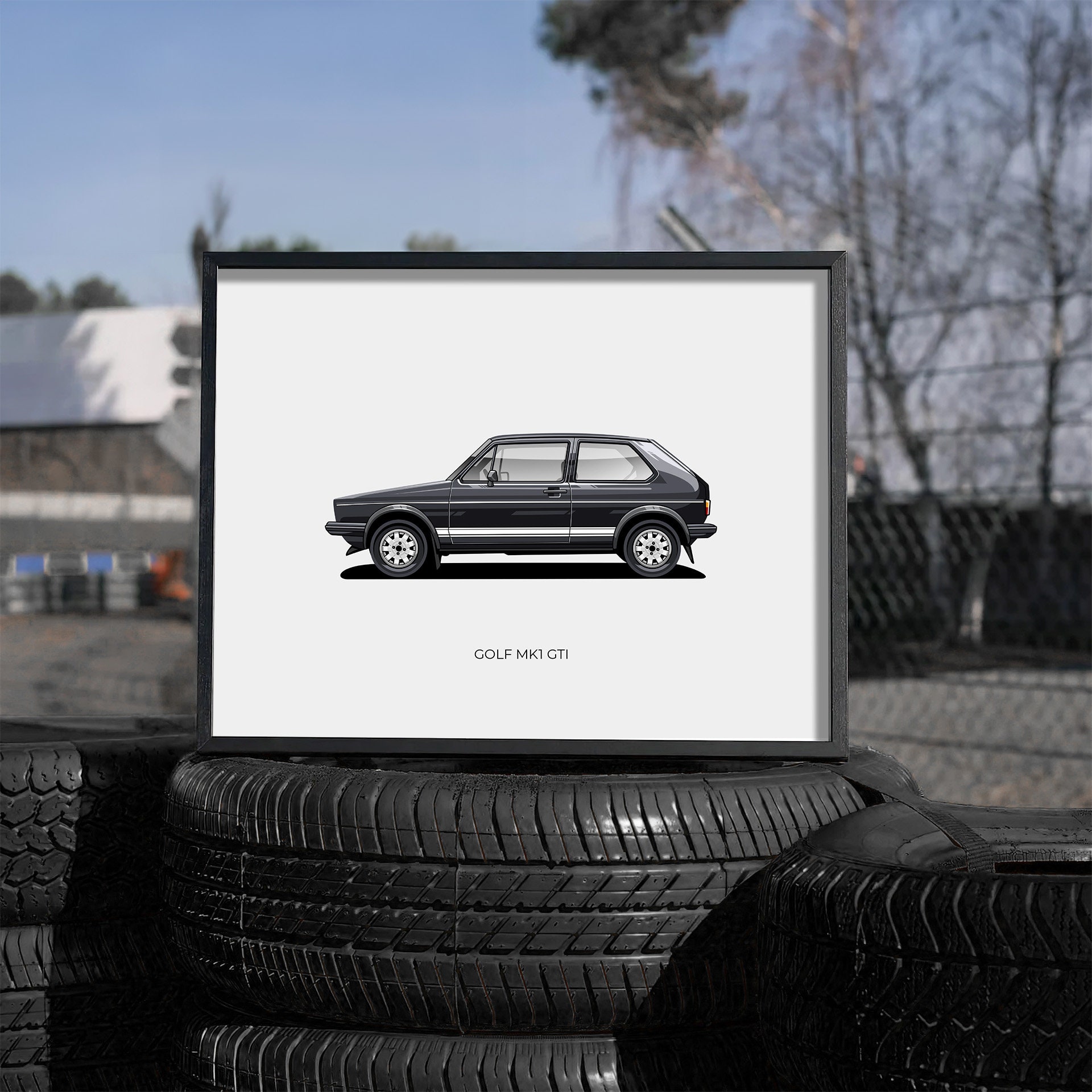 Golf MK1 GTI Vintage Car Poster, Digital Car Art, Minimalist Car ...