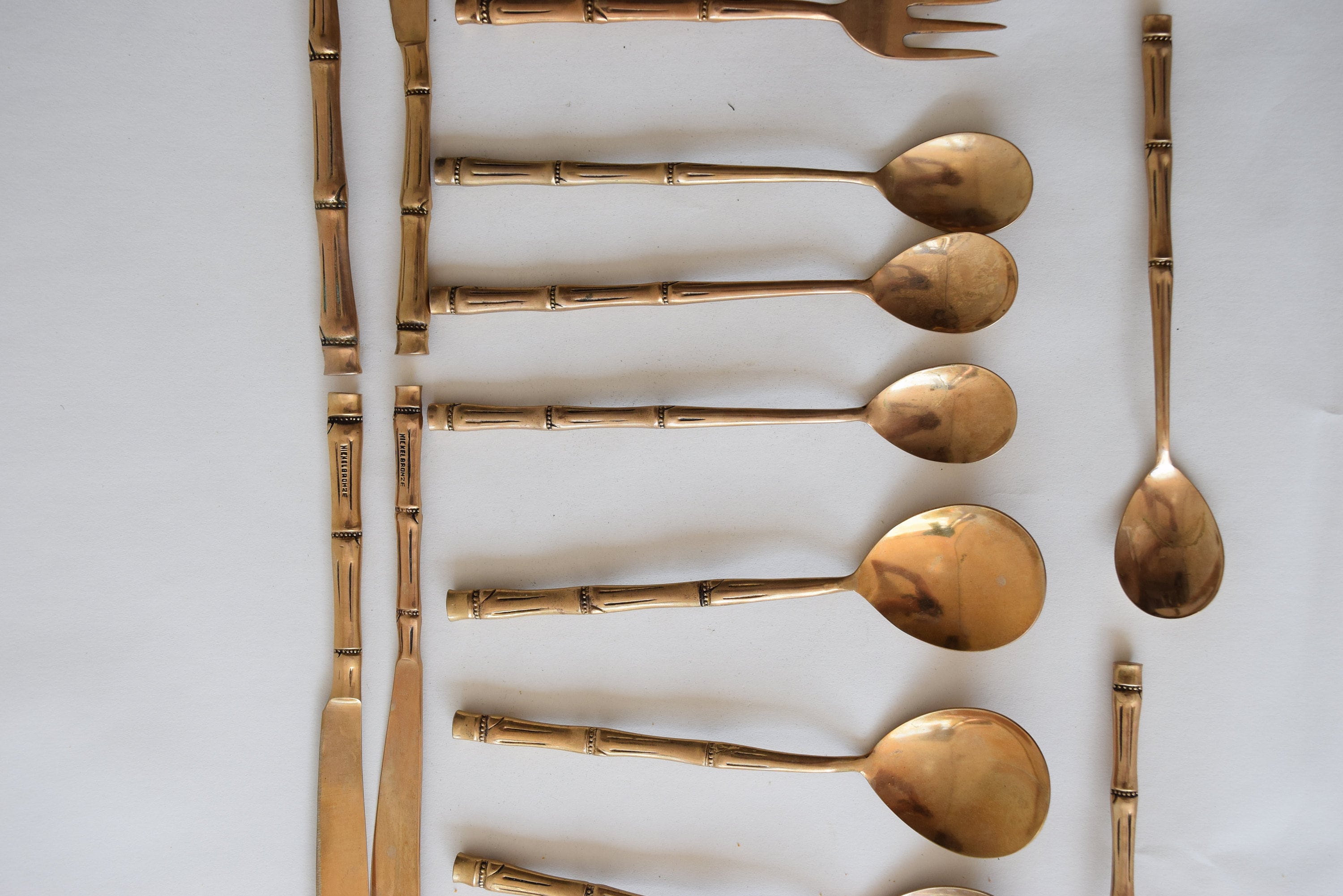 Nickel Bronze Mid-century Flatware Set - Etsy