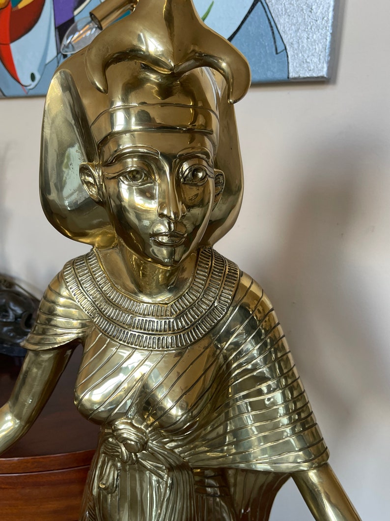 Vintage Egyptian Goddess Selket Sculpture in Full Brass With Marble ...