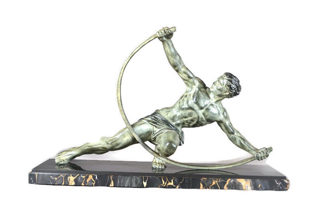 Large Art Deco Sculpture bending Man 1930s - Etsy