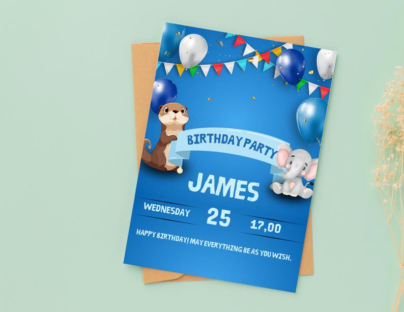 Editable Canva Birthday Invitation Template Customizable Digital ...