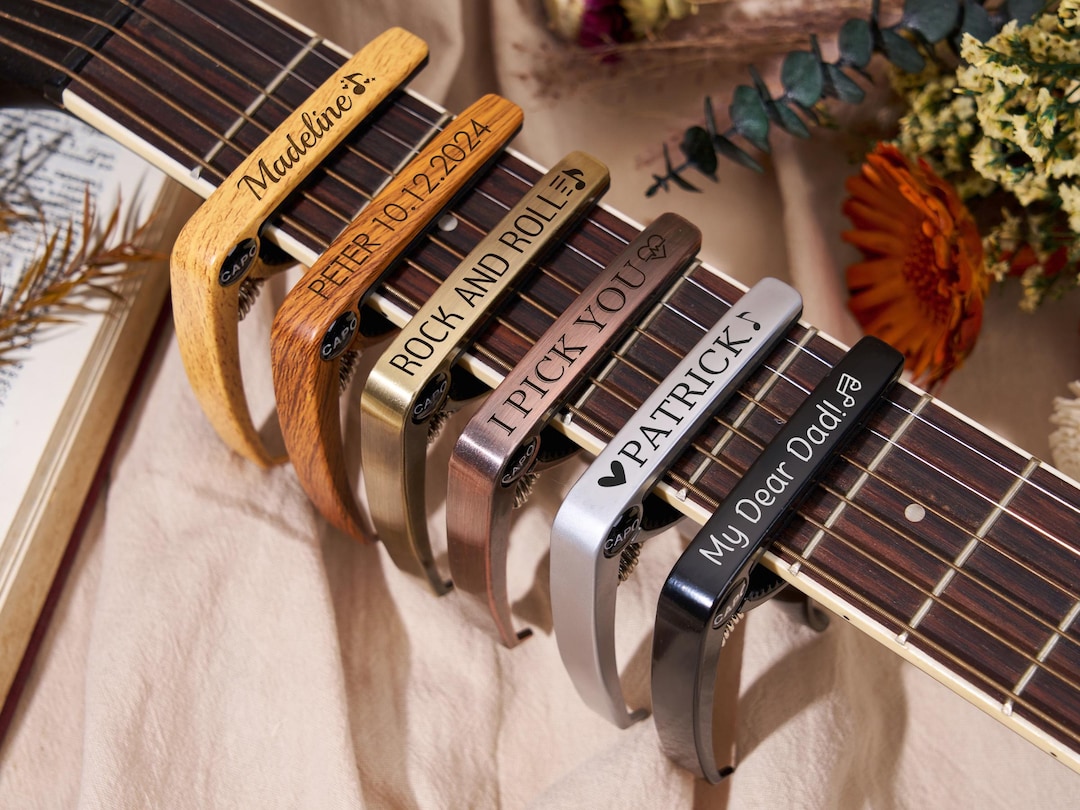 Personalized Wood Grain Metal Guitar Capo,custom Name Engraved Guitar ...