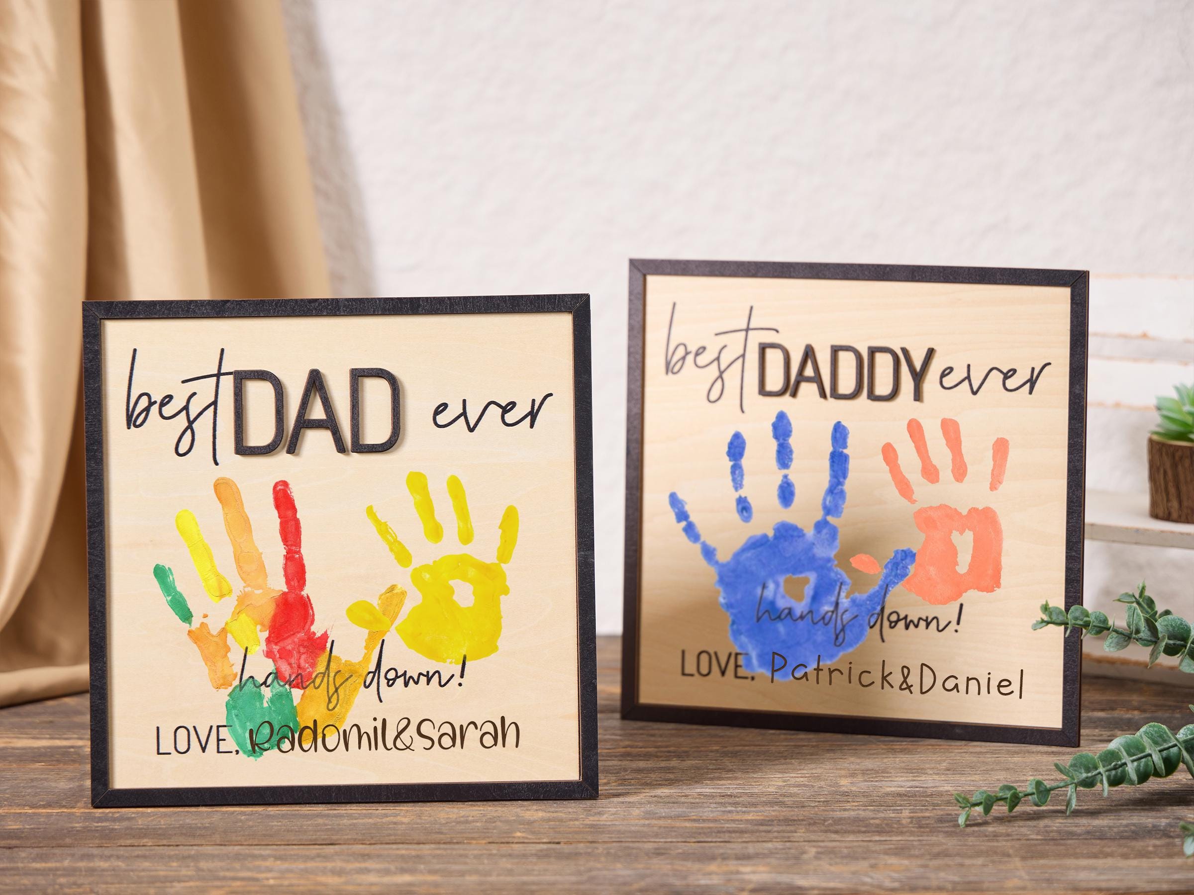 Hands Down Best Dad Ever,personalized Dad Sign Engraved Wooden Sign ...