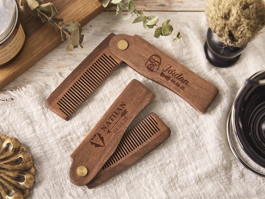 Personalized Engraved Comb,wood Folding Beard Comb,groomsman Gift ...