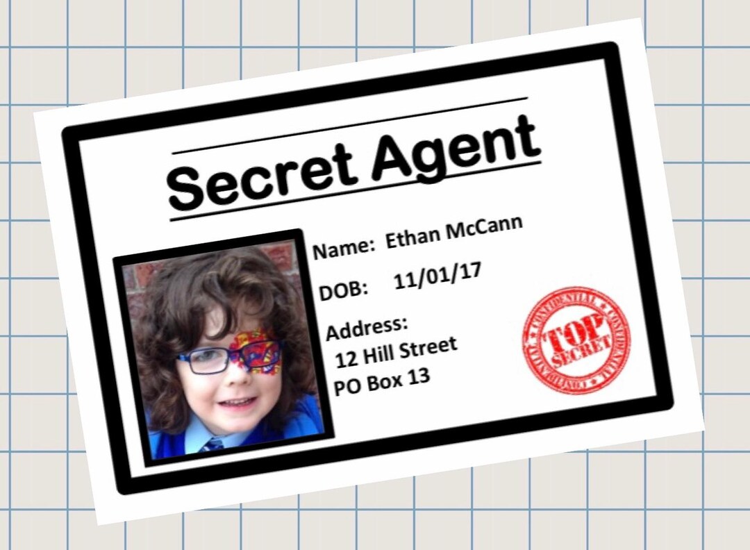 Kids Wallet Card Secret Agent Party ID Fun Learn DOB Address - Etsy